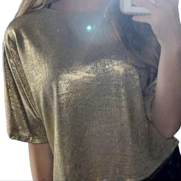 Caution To The Wind | Tops | Caution To The Wind Gold Crop Top M | Poshmark